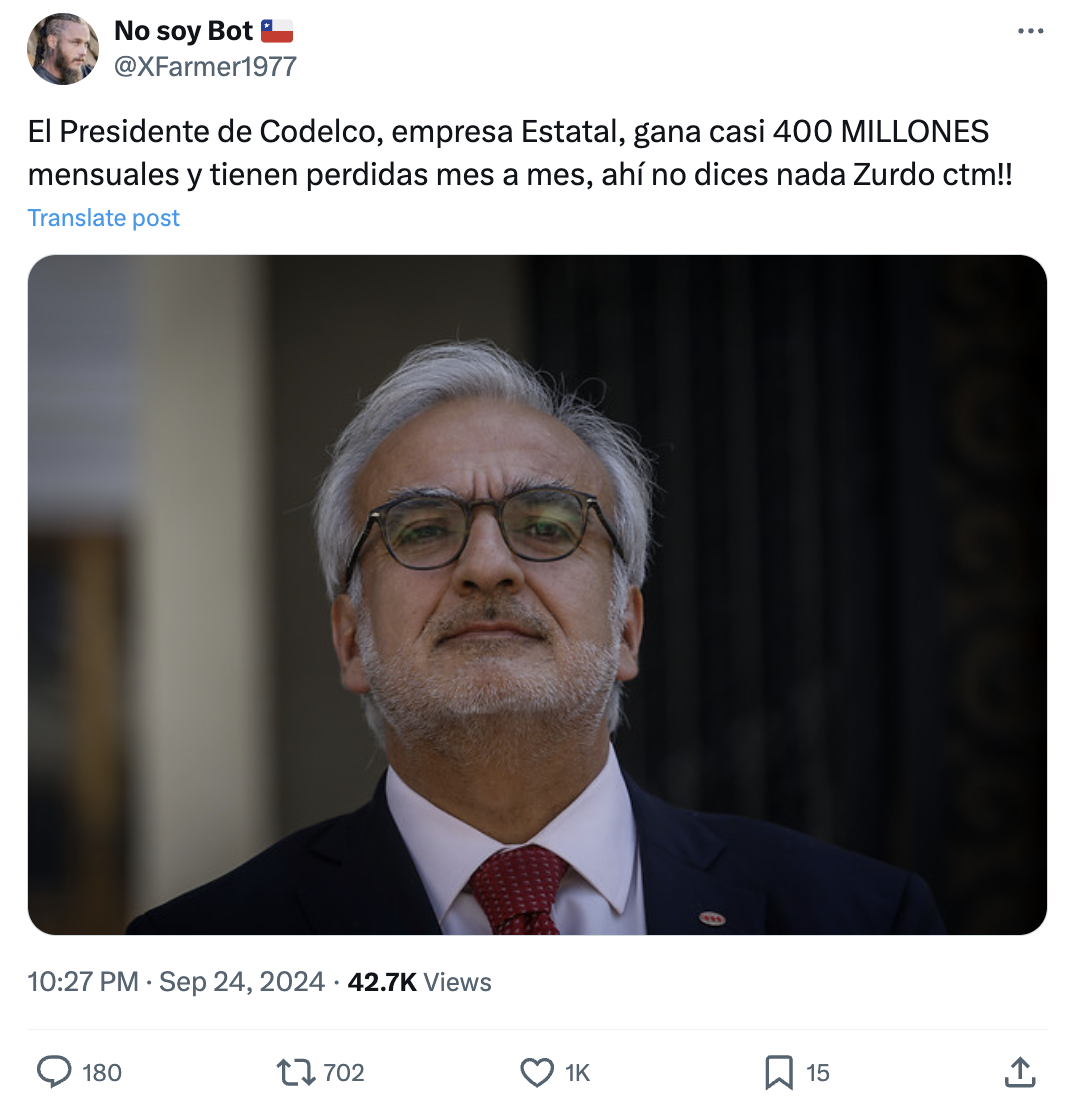 "El presidente de Codelco gana casi $400 millones mensuales": #Falso — Fast Check 🔍